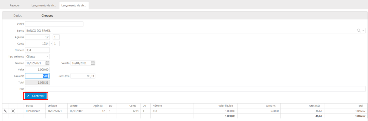 Cheques recebidos - Manuais Useall M2